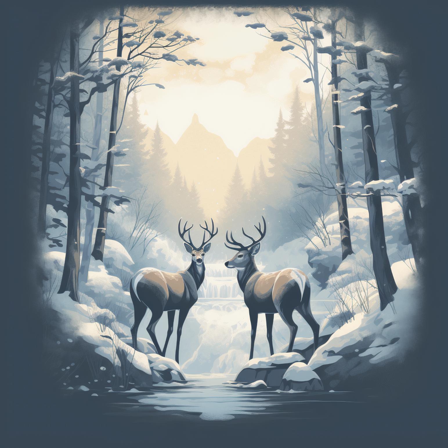 Retro Deer Wilderness Scene PNG, Nineties Vintage Buck Doe Deer, Boho ...