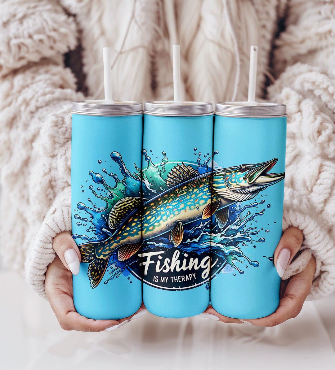 Fishing is My Therapy 20 Oz Skinny Tumbler Wrap Sublimation Download ...