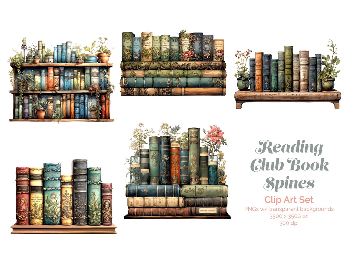Book Border Bundle Watercolor PNG Bundle Set, Instant Digital Download ...