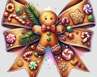 PNG Christmas Coquette Bow, Christmas Sublimation Designs, Gingerbread ...