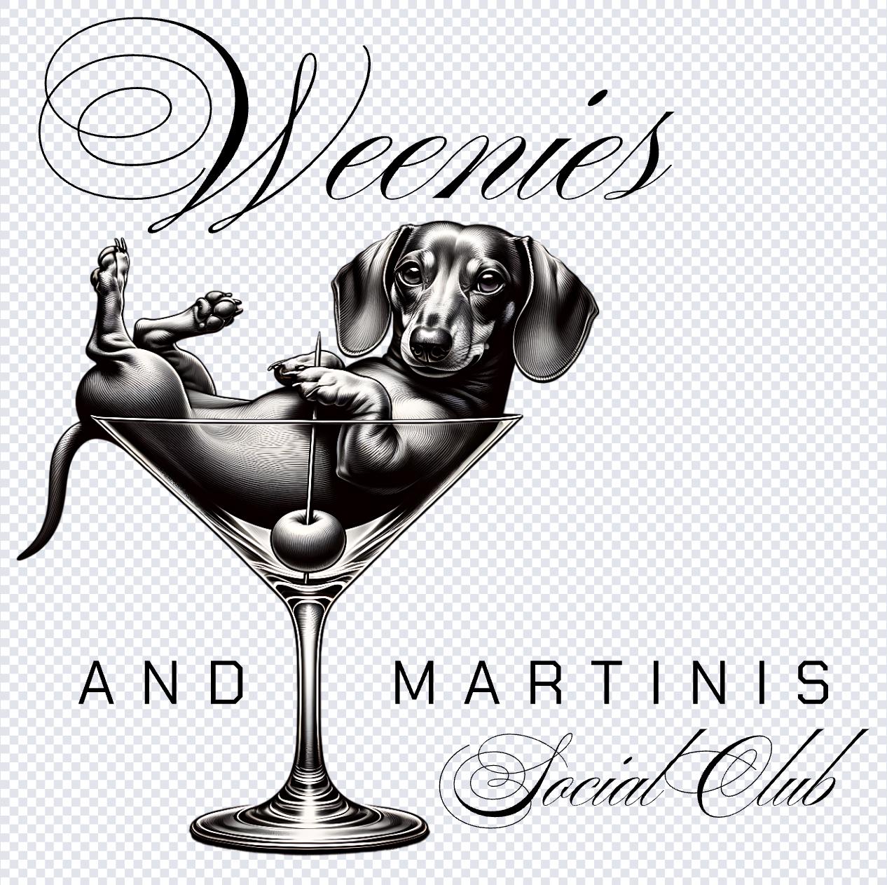 Weenies and Martinis PNG, Martini Cocktail Lover Dachshund PNG Digital ...