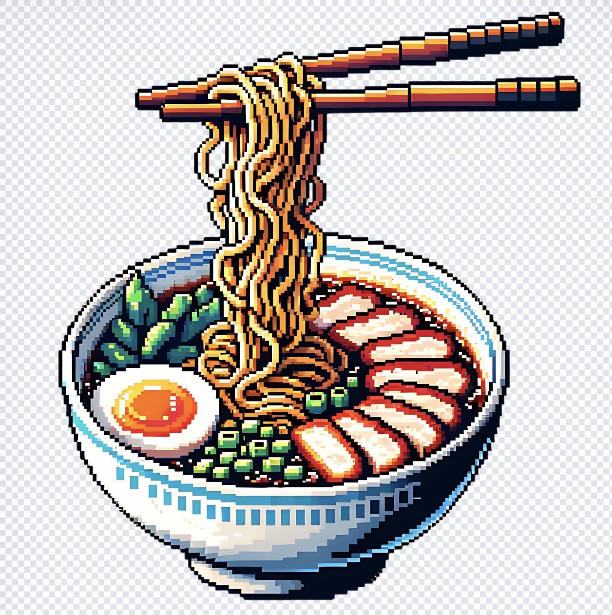 8-bit Ramen Clip Art PNG | Pixel 80's Retro Gamer Nerd Cross Stitch ...