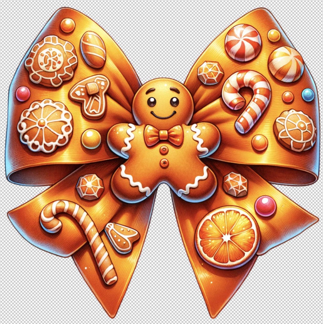 PNG Christmas Coquette Bow, Christmas Sublimation Designs, Gingerbread ...