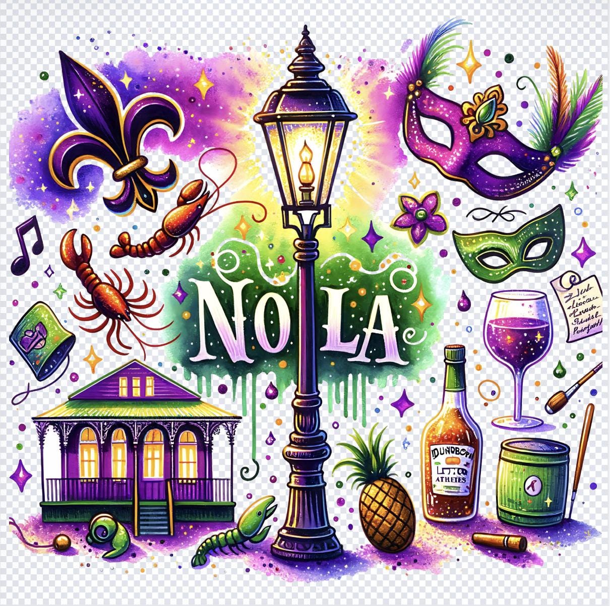 Nola Png, Mardi Gras Sublimation PNG Design, Nola Png, New Orleans ...