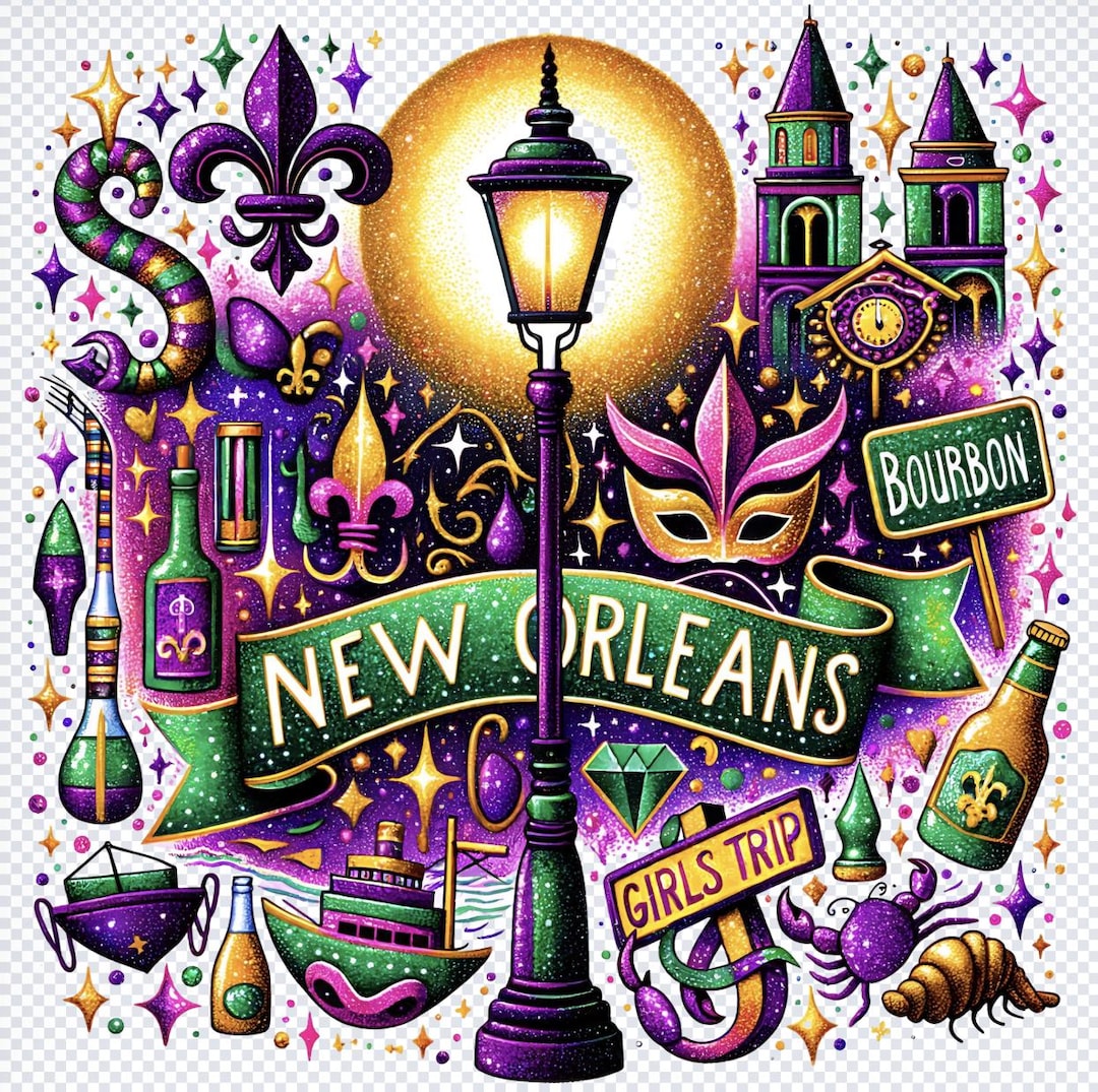 NOLA New Orleans Girls Trip PNG, Mardi Gras Sublimation Design, Bourbon ...