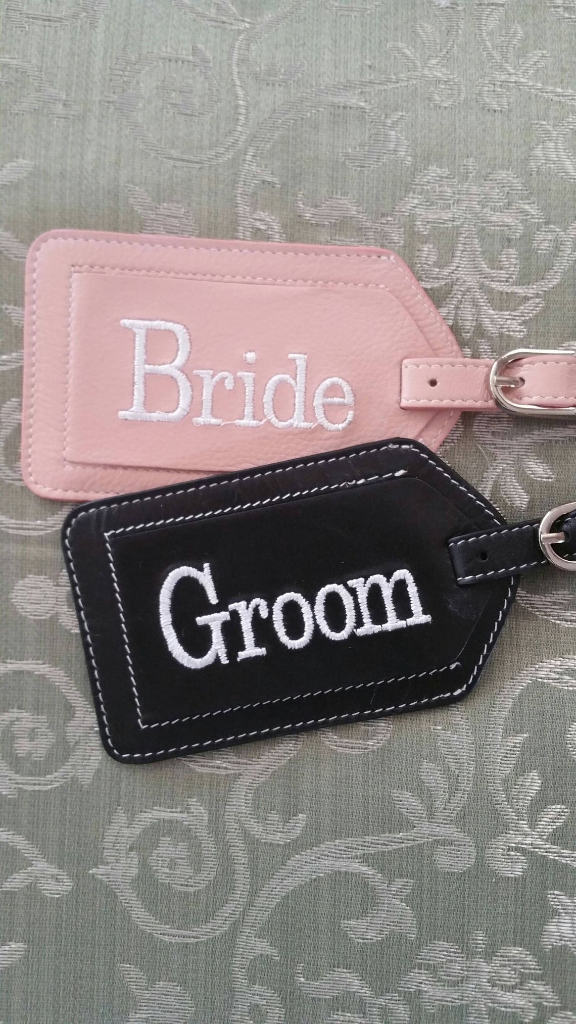 Bride and Groom Leather Luggage Tags - Etsy