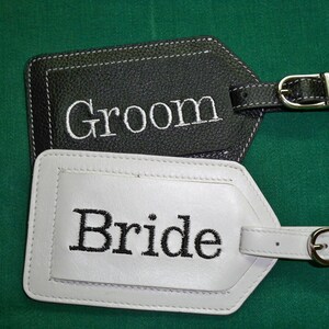 Bride and Groom Leather Luggage Tags - Etsy