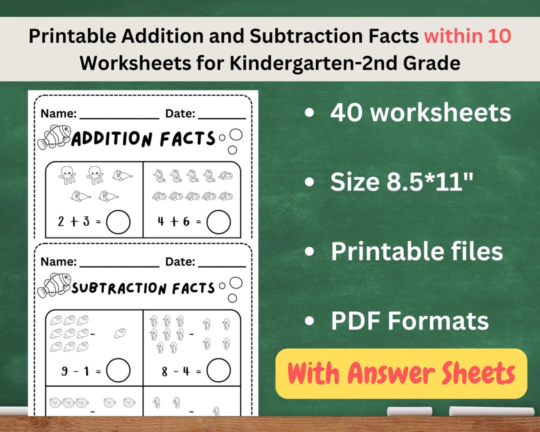Marine Animals-themed Ten Frame Counting, Addition & Missing Addends ...