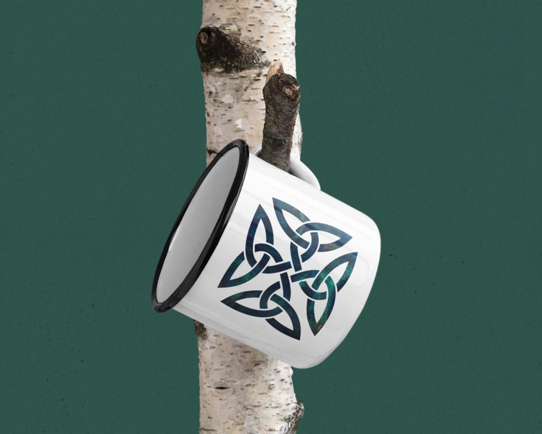 Enamel Camp Cup Celtic Knot Design, Celtic Symbol Mug, Outdoor Drinking ...