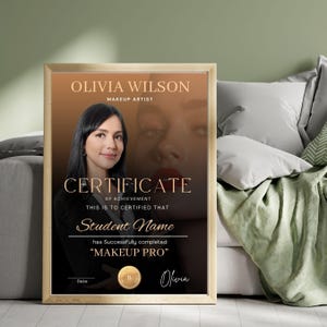 Printable Makeup Artist Certificate, Canva Template 2024, Editable ...
