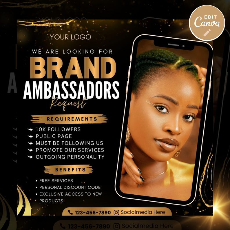 Editable Brand Ambassador Canva Flyer – Perfect for Influencers, Reps ...