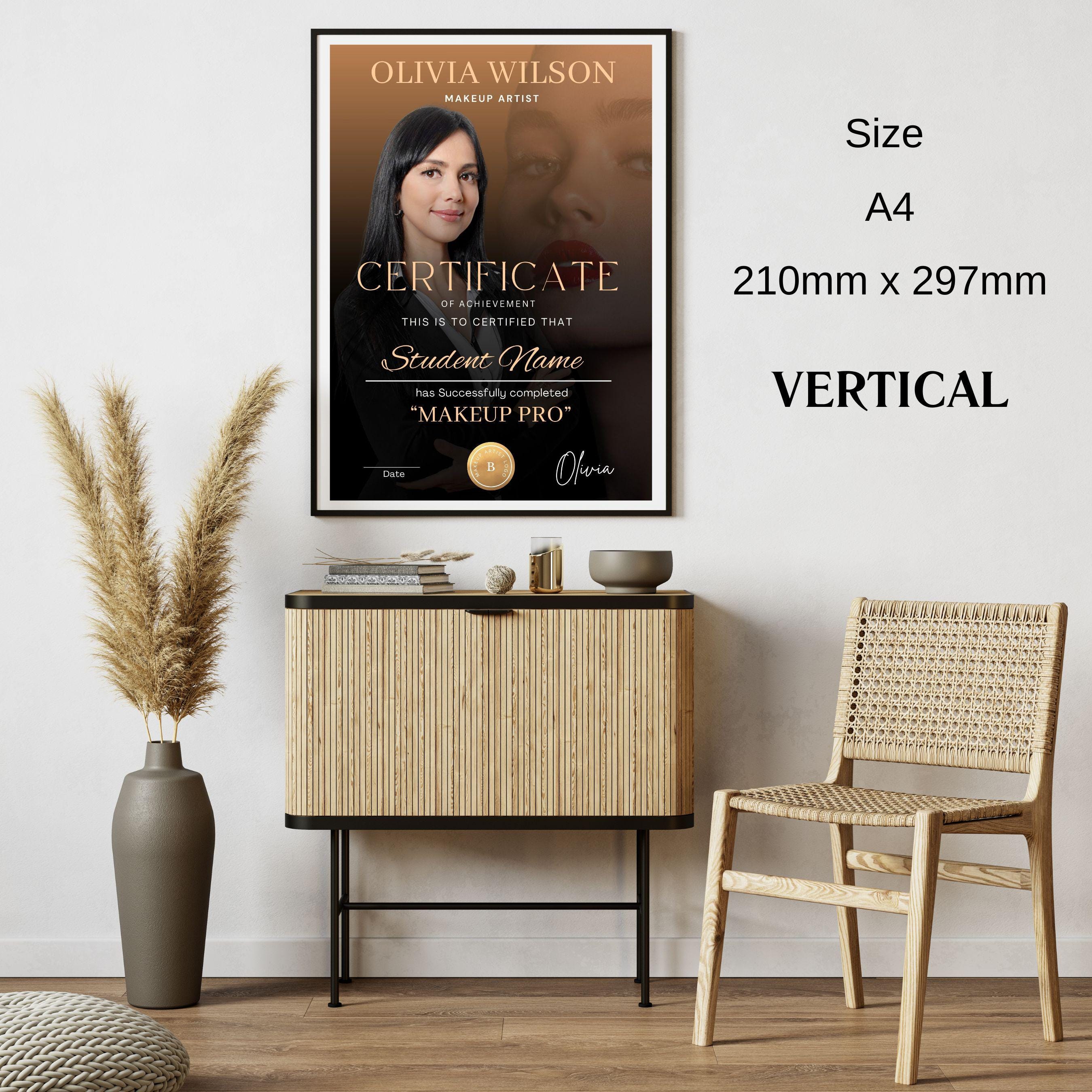 Printable Makeup Artist Certificate, Canva Template 2024, Editable ...