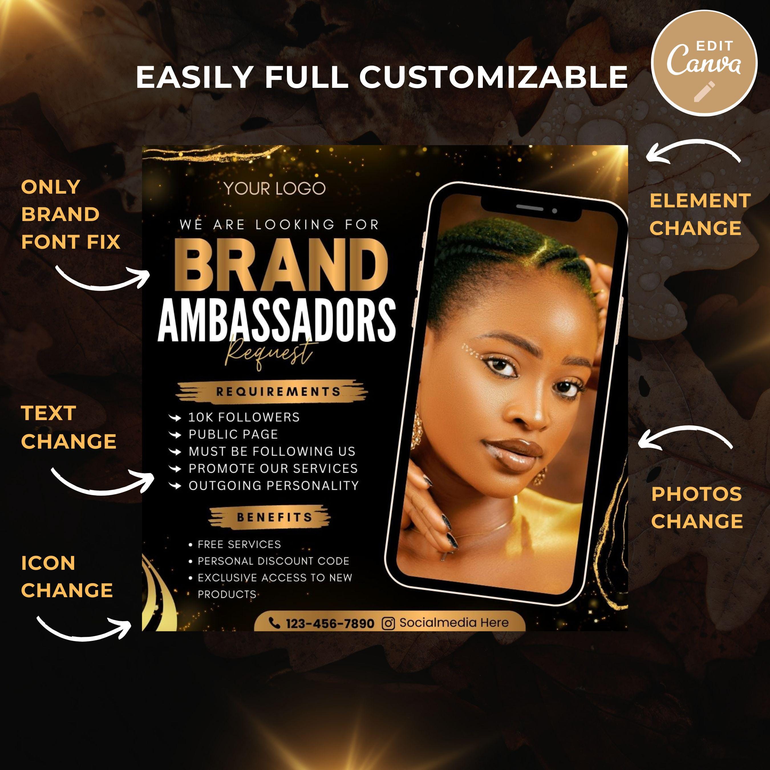 Editable Brand Ambassador Canva Flyer – Perfect for Influencers, Reps ...