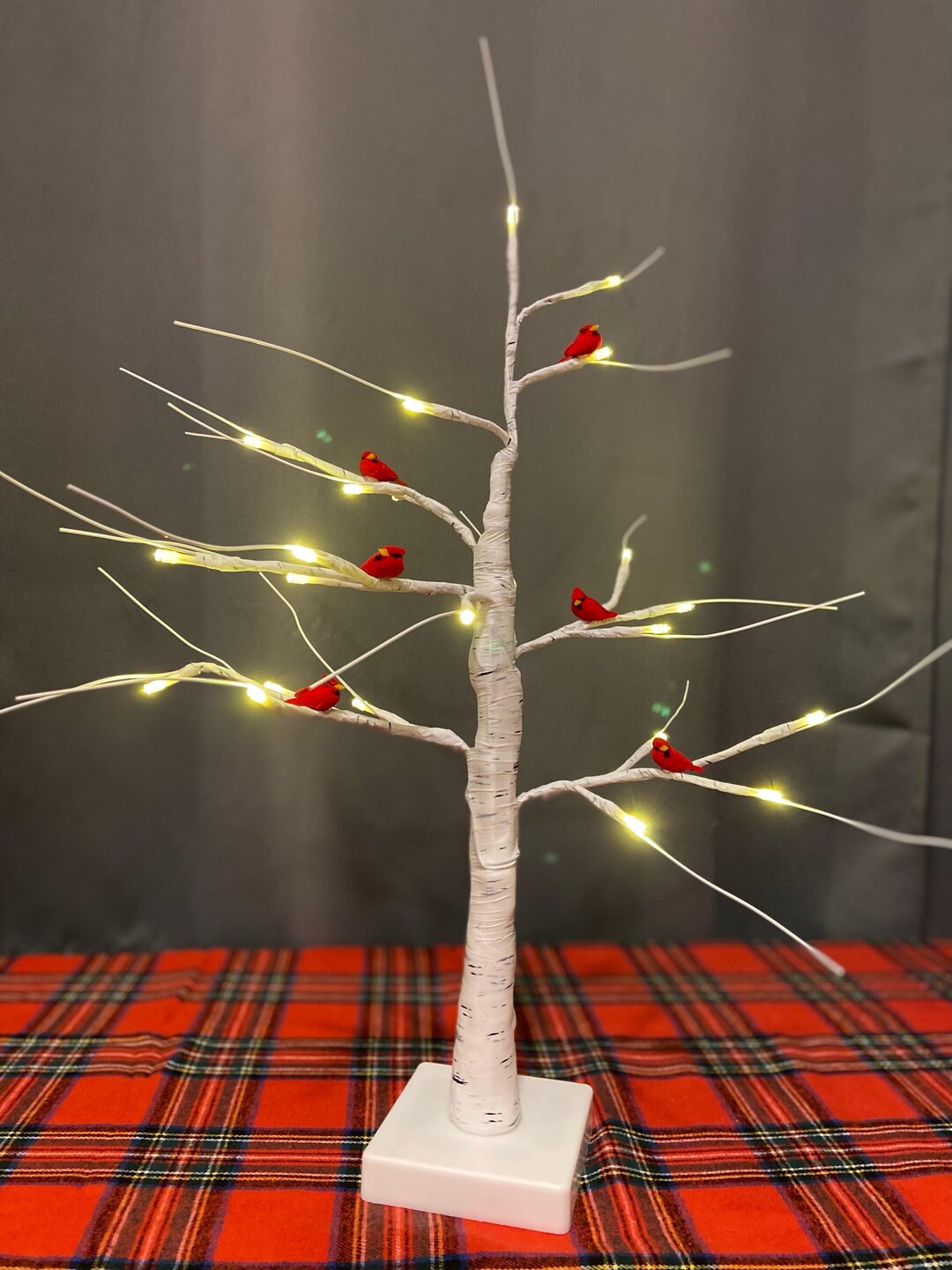 Lighted Birch Tree With Cardinals 24" - Etsy