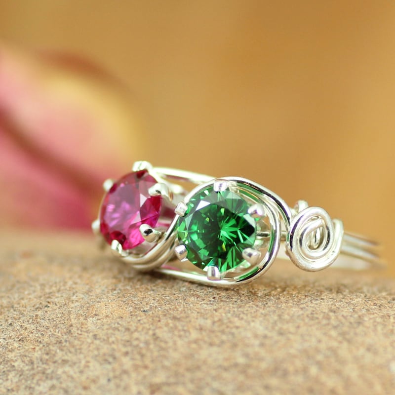 Mothers Ring 2 Stone - Etsy