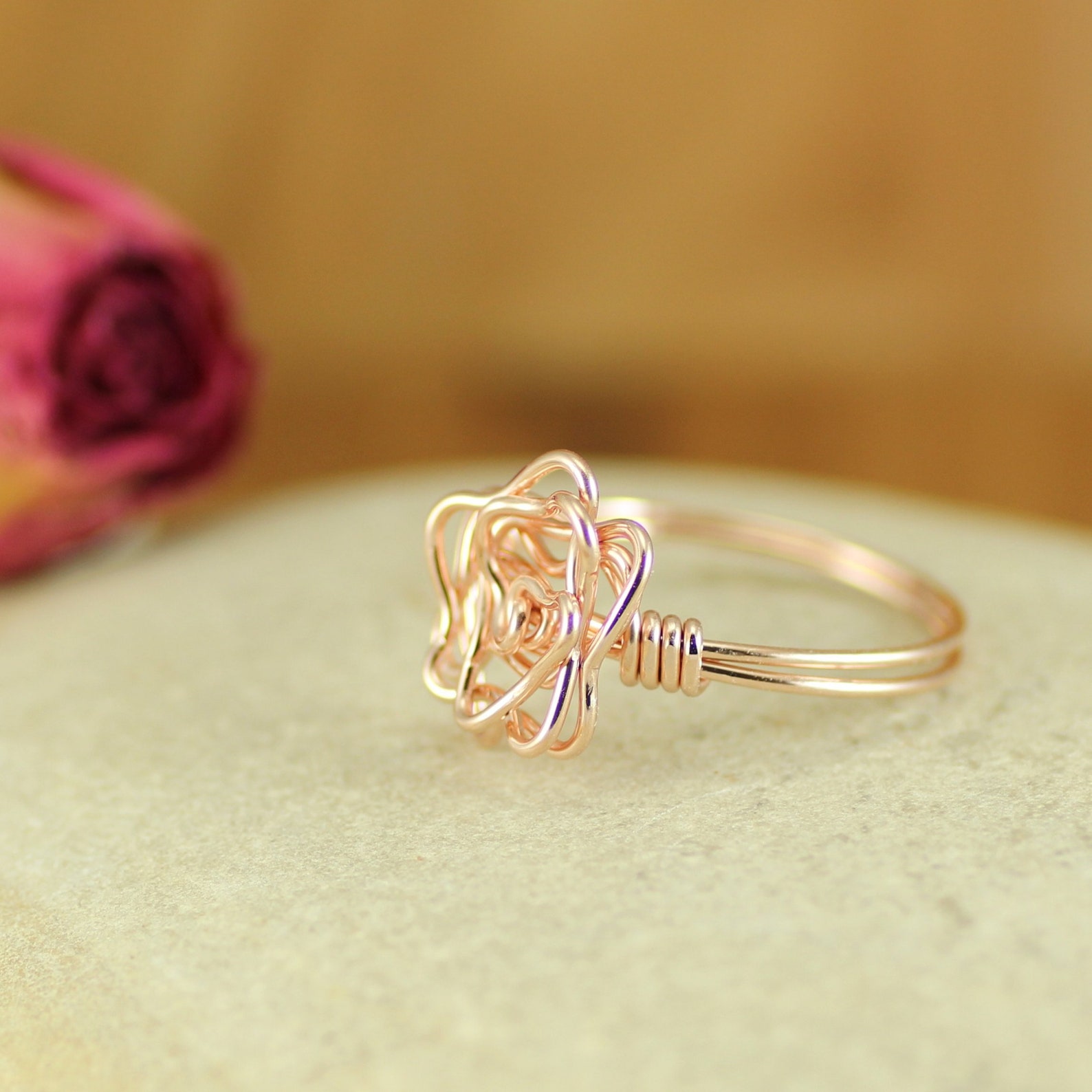 Gold Flower Ring Rose Shaped Ring Wire Wrapped Rosette | Etsy