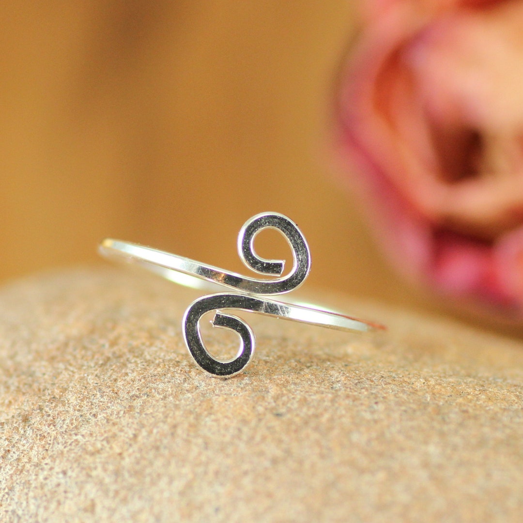 Hammered Sterling Silver Midi Ring: Adjustable Boho Knuckle Ring - Etsy