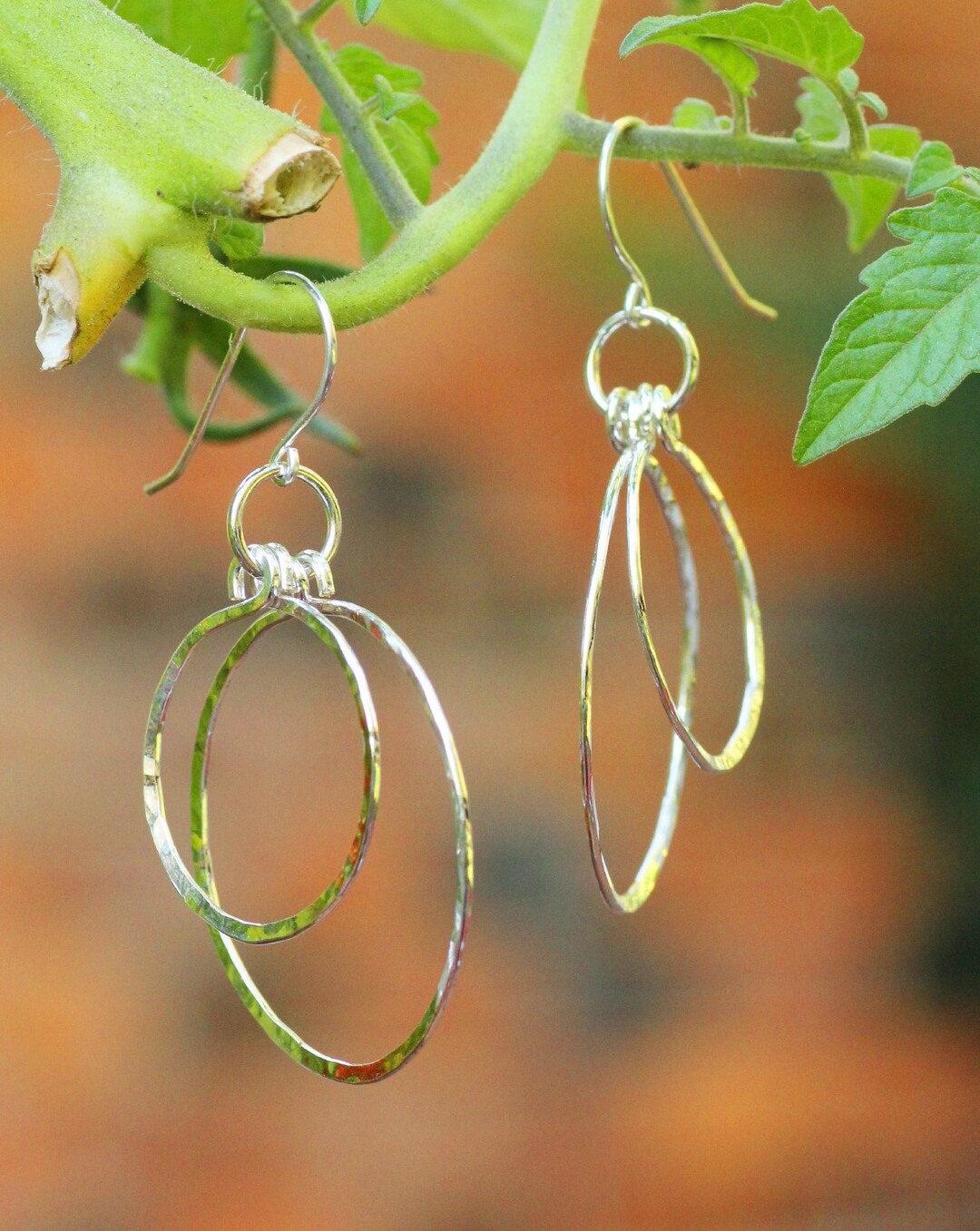 Hoop Earrings Sterling Silver 2 Loops ~ Handmade Earrings Textured Silver Hoops ~ Sterling ...