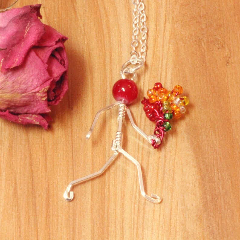 Flower Necklace Stick Figure Necklace Flower Girl Jewelry - Etsy