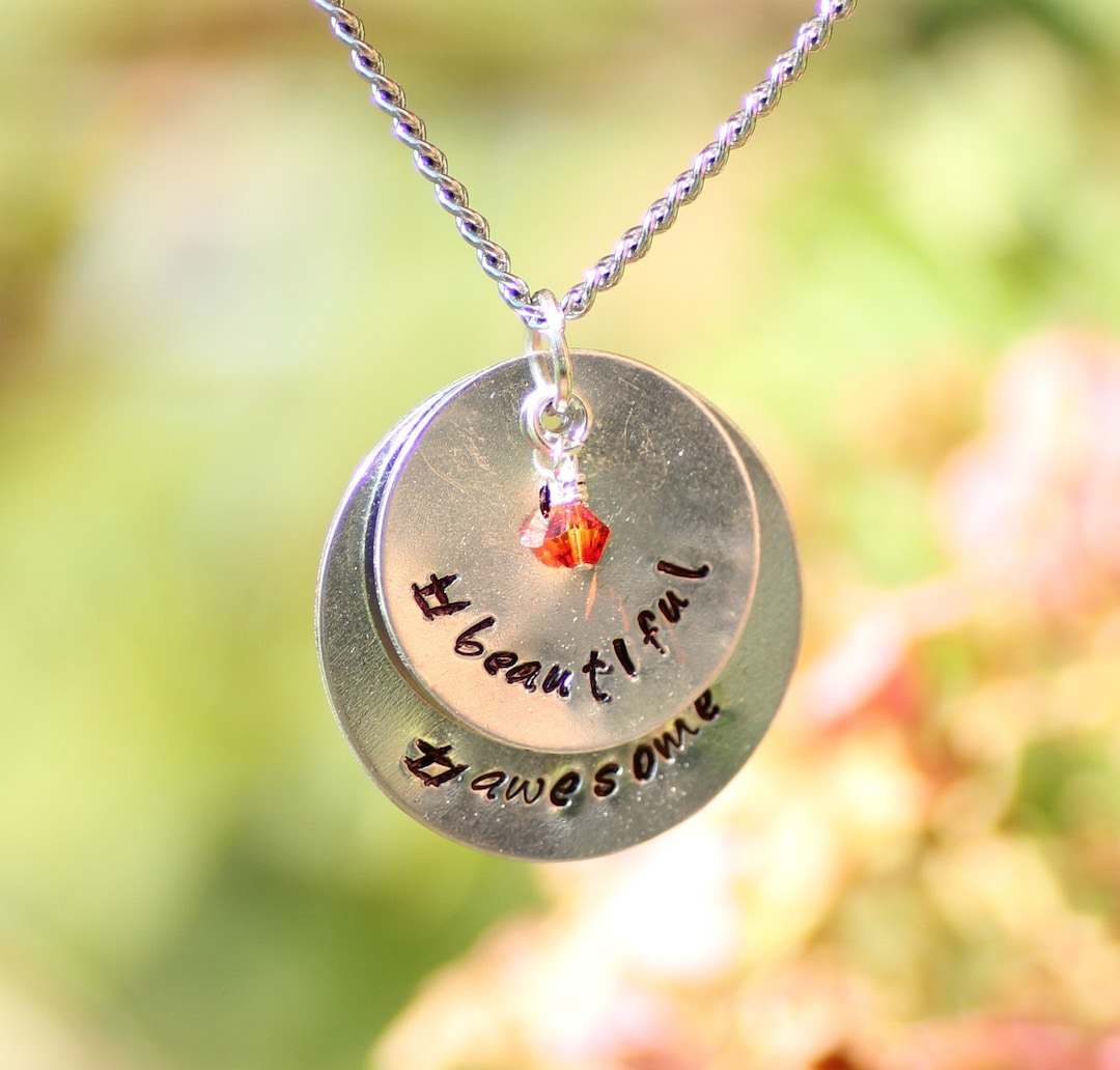 Hand-stamped Personalized Necklace: BFF Hashtag Jewelry - Etsy