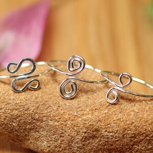 Set of 3 Sterling Silver Toe Rings ~ Boho Rings Set ~ Adjustable Silver ...