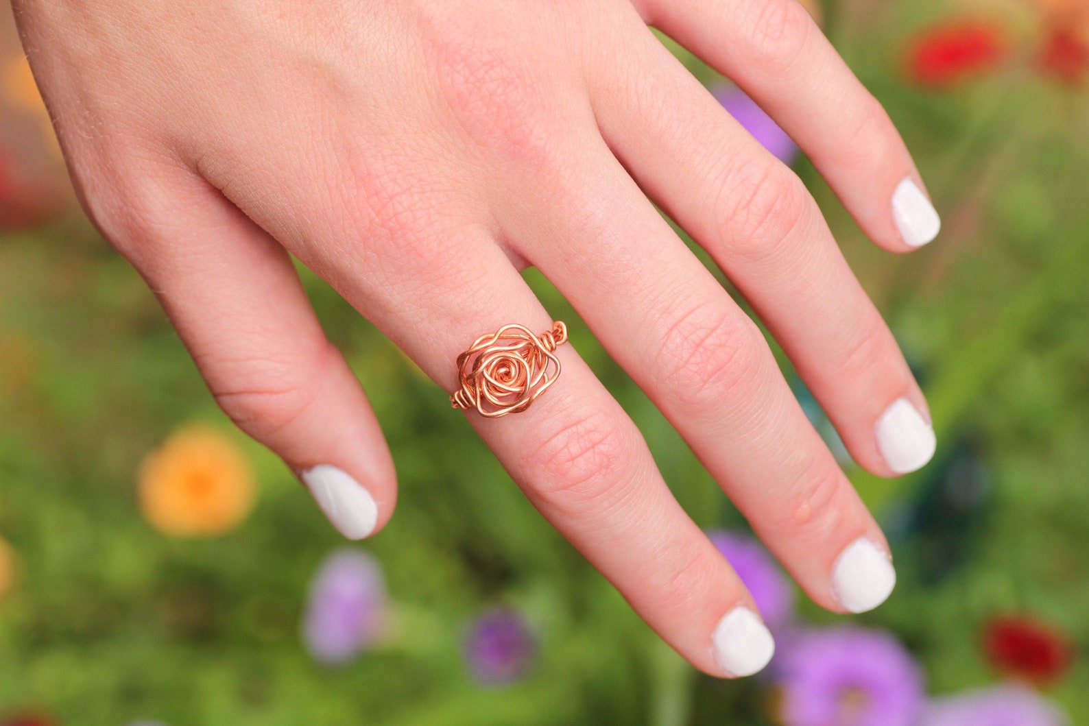 Gold Flower Ring Rose Shaped Ring Wire Wrapped Rosette | Etsy