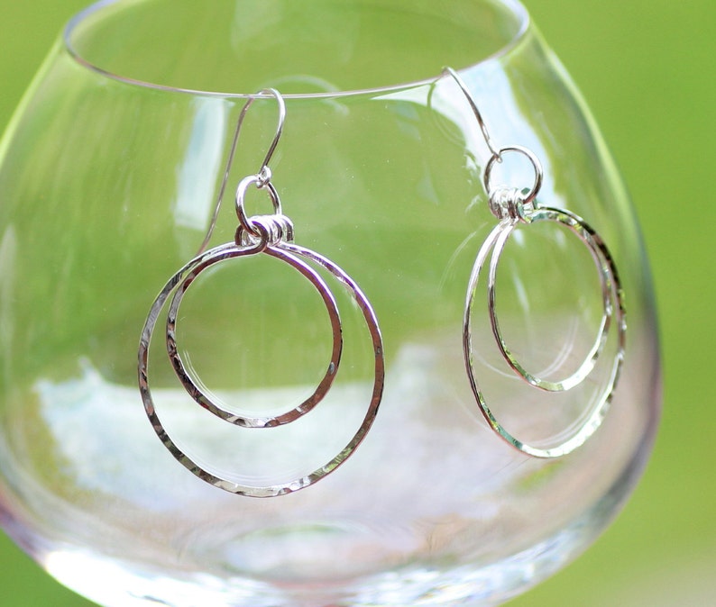 Hoop Earrings Sterling Silver 2 Loops Handmade Earrings - Etsy