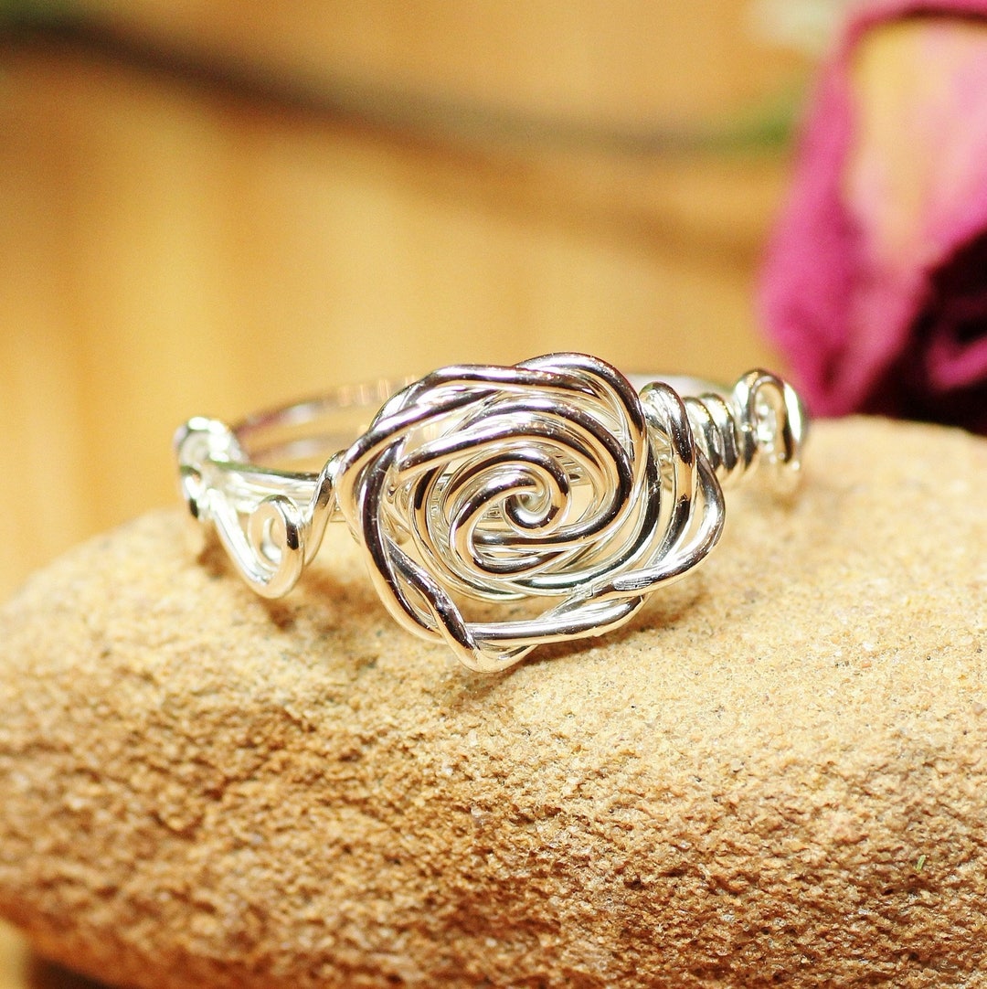 Sterling Silver Twisted Flower Ring, Nature Inspired Ring, Minimalist ...