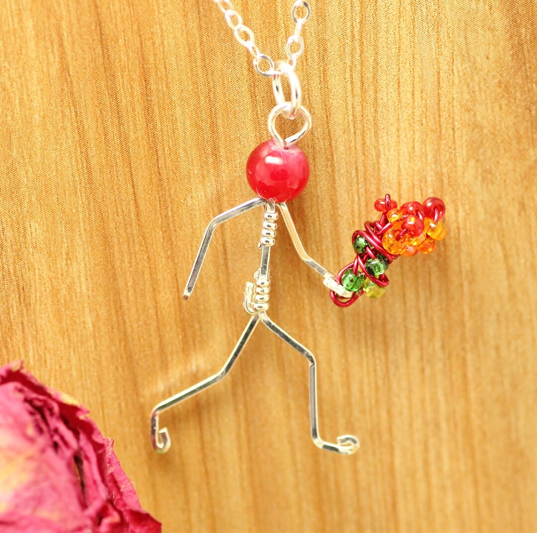 Flower Necklace Stick Figure Necklace Flower Girl Jewelry Girl With ...