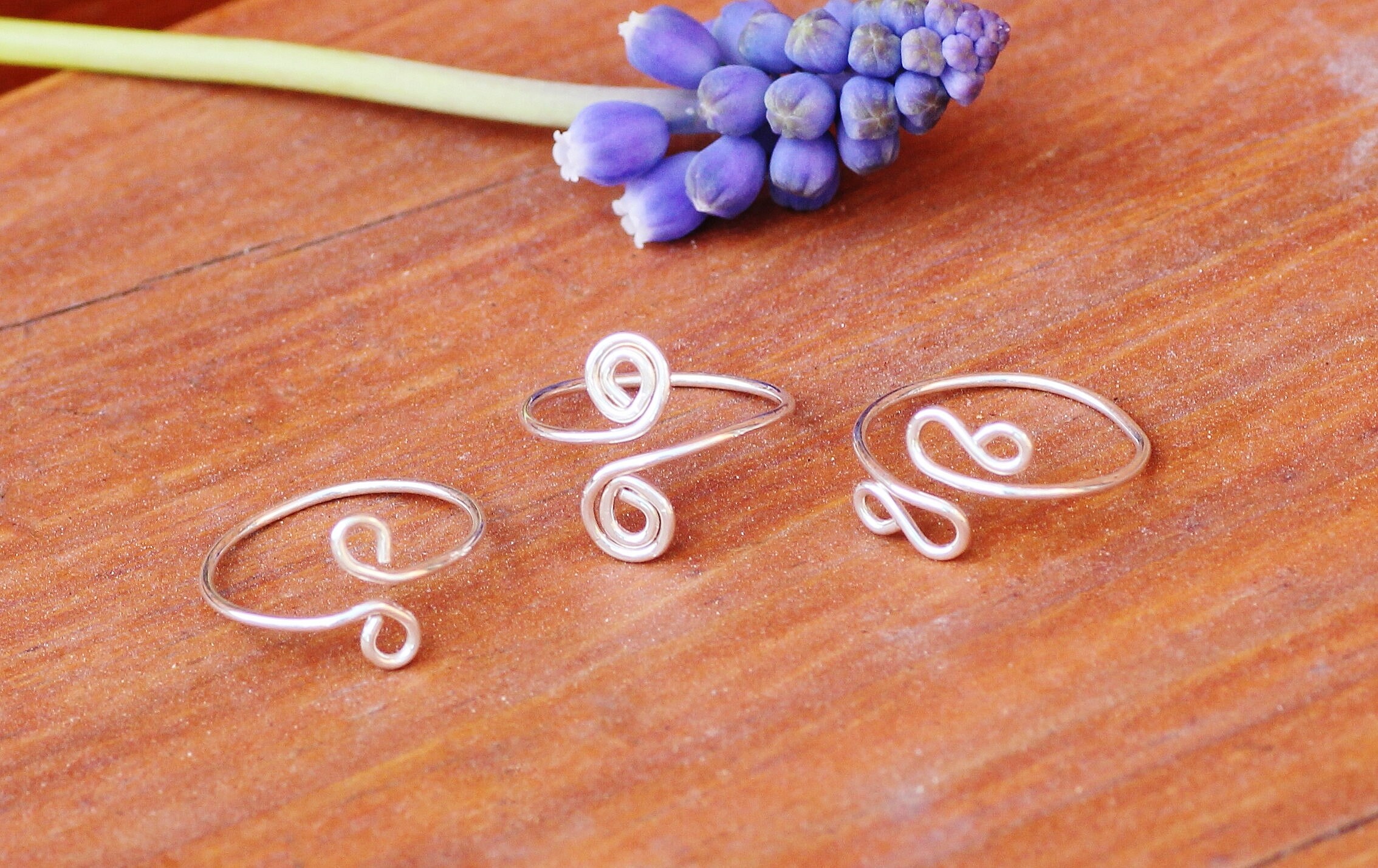 Set of 3 Sterling Silver Toe Rings Boho Rings Set - Etsy