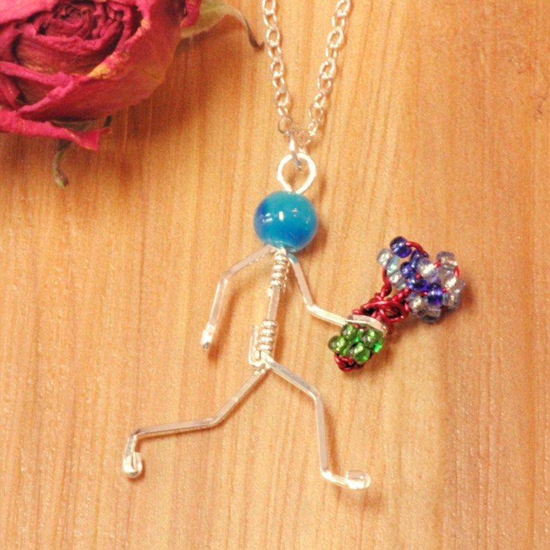 Flower Necklace Stick Figure Necklace Flower Girl Jewelry - Etsy