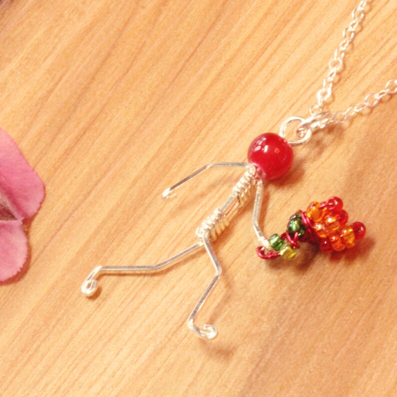 Flower Necklace Stick Figure Necklace Flower Girl Jewelry - Etsy