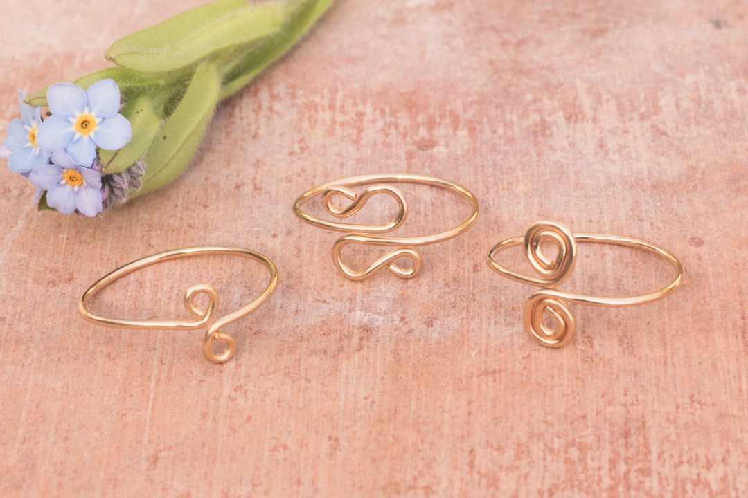 Set of 3 Gold Toe Rings ~ Boho Rings Set ~ Adjustable Gold Toe Rings ...