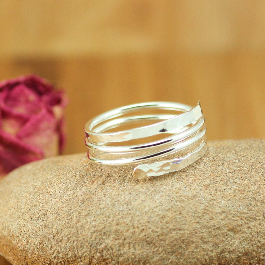 Silver Spring Coil Ring ~ Wire Wrapped Spiral Ring ~ Silver Open Spiral ...