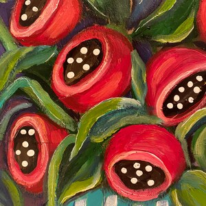 Whimsical Roses Painting on Reclaimed Barn Wood: Colorful Original Art ...