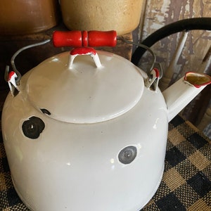 Vintage Enamelware Kettle With Rooster, Rooster Decor, Rooster Kitchen ...