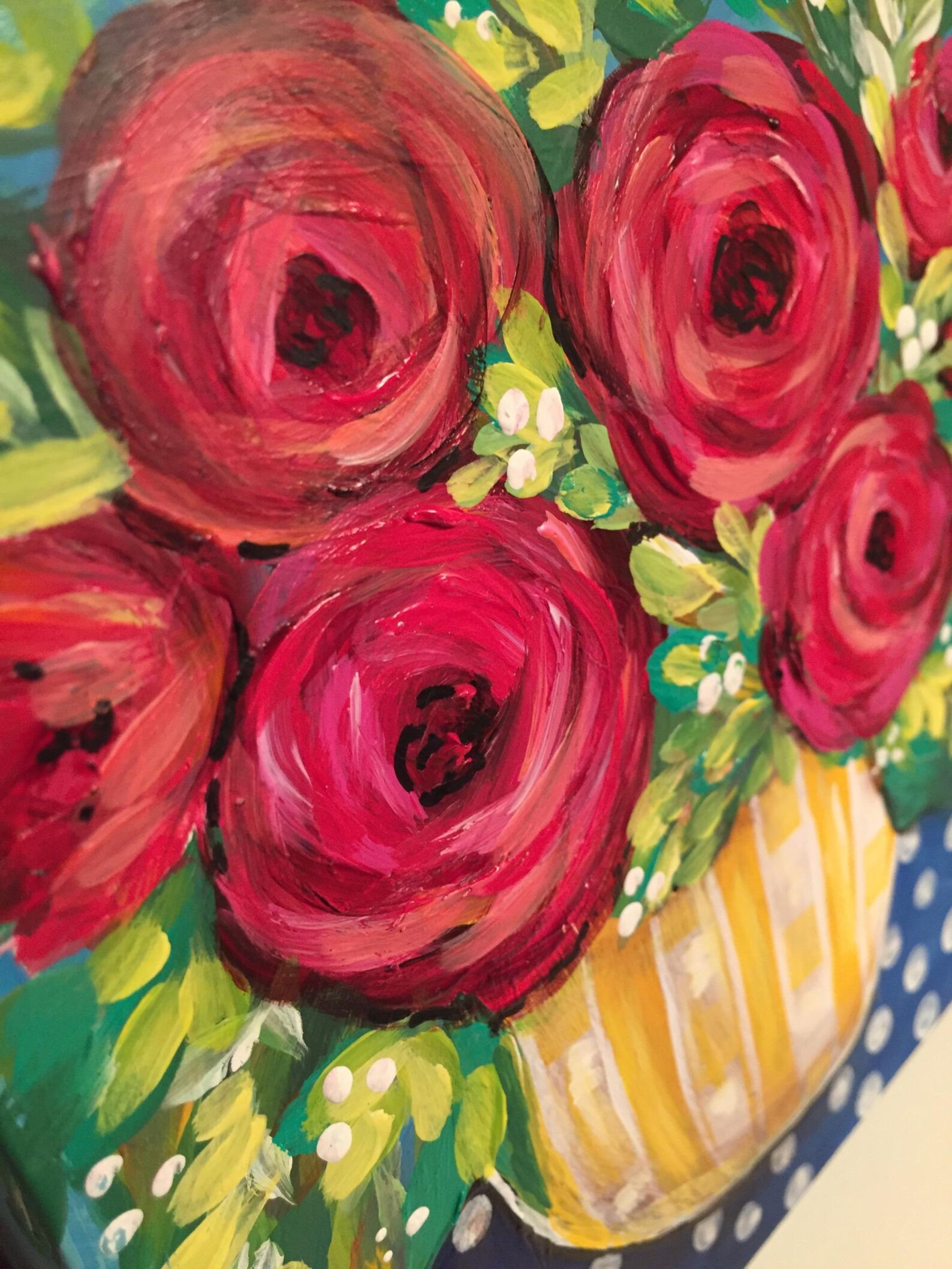 Whimsical roses painting bright color painting roses art | Etsy