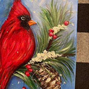 Red Bird Painting, Red Bird Decor, Redbirds, Small Painting,cardinals ...