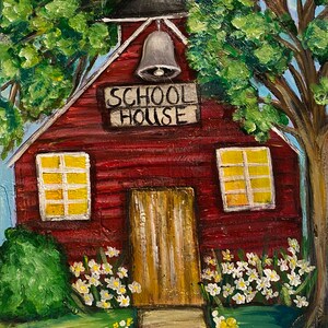 School House Painting on Barn Wood, School Teacher Gift, School Decor ...