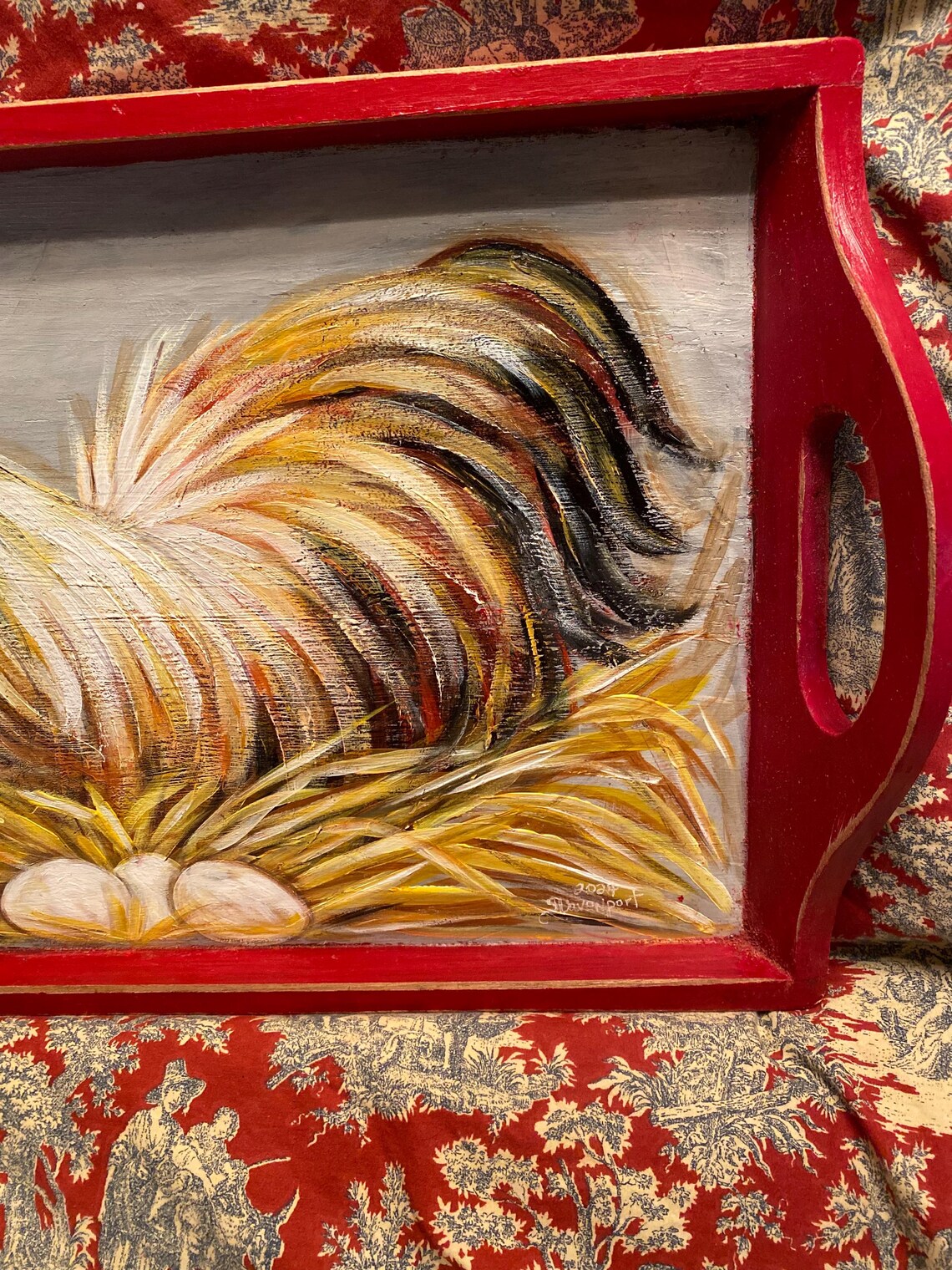 Hand Painted Rooster Tray: Vintage Farmhouse Kitchen Decor - Etsy