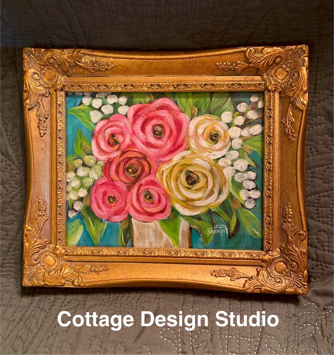 Roses Painting Framed, Roses Art, Roses Decor, Original Roses Painting ...