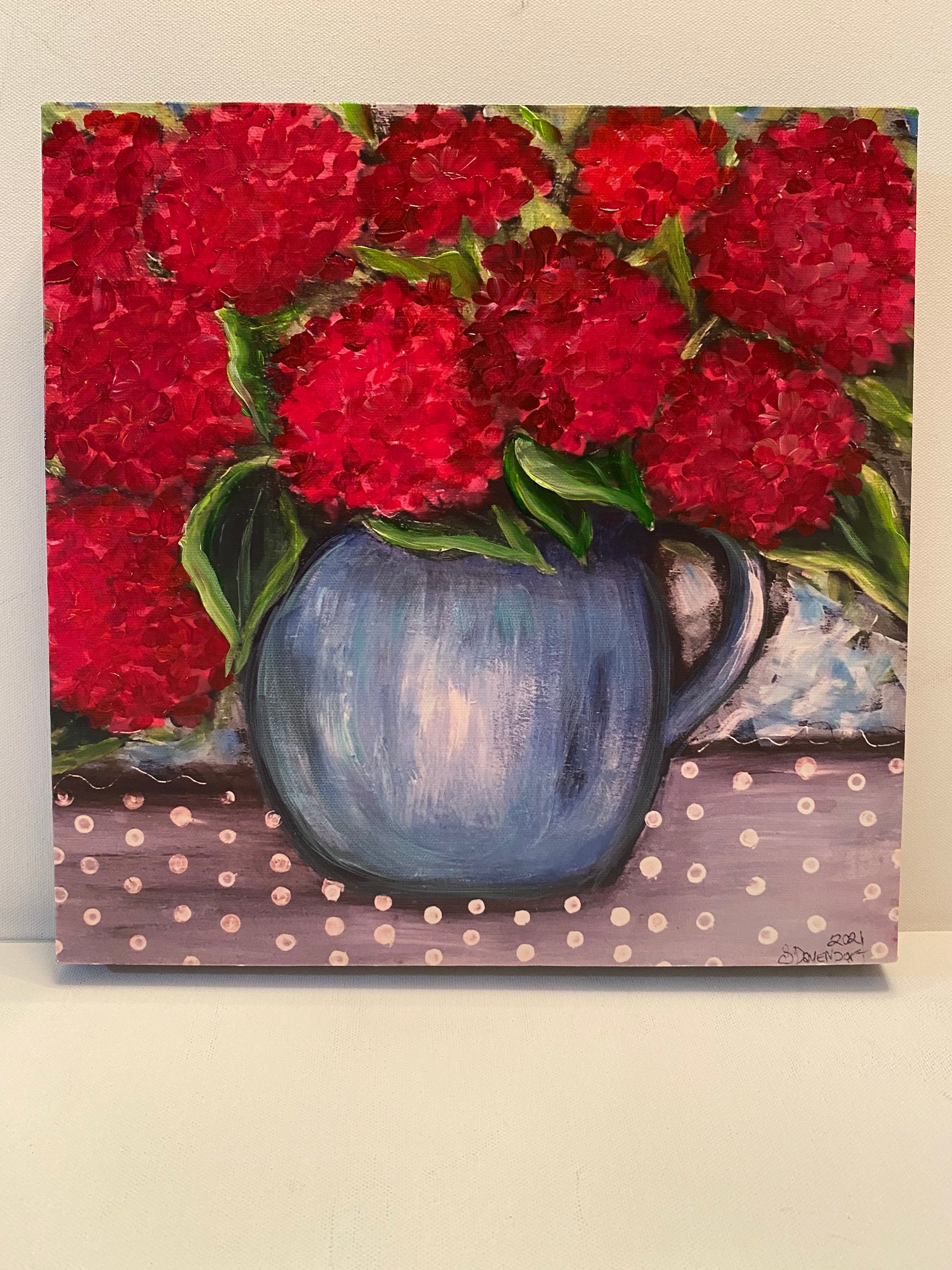 Red Geranium Painting Geranium Art Geranium Decor Flower - Etsy