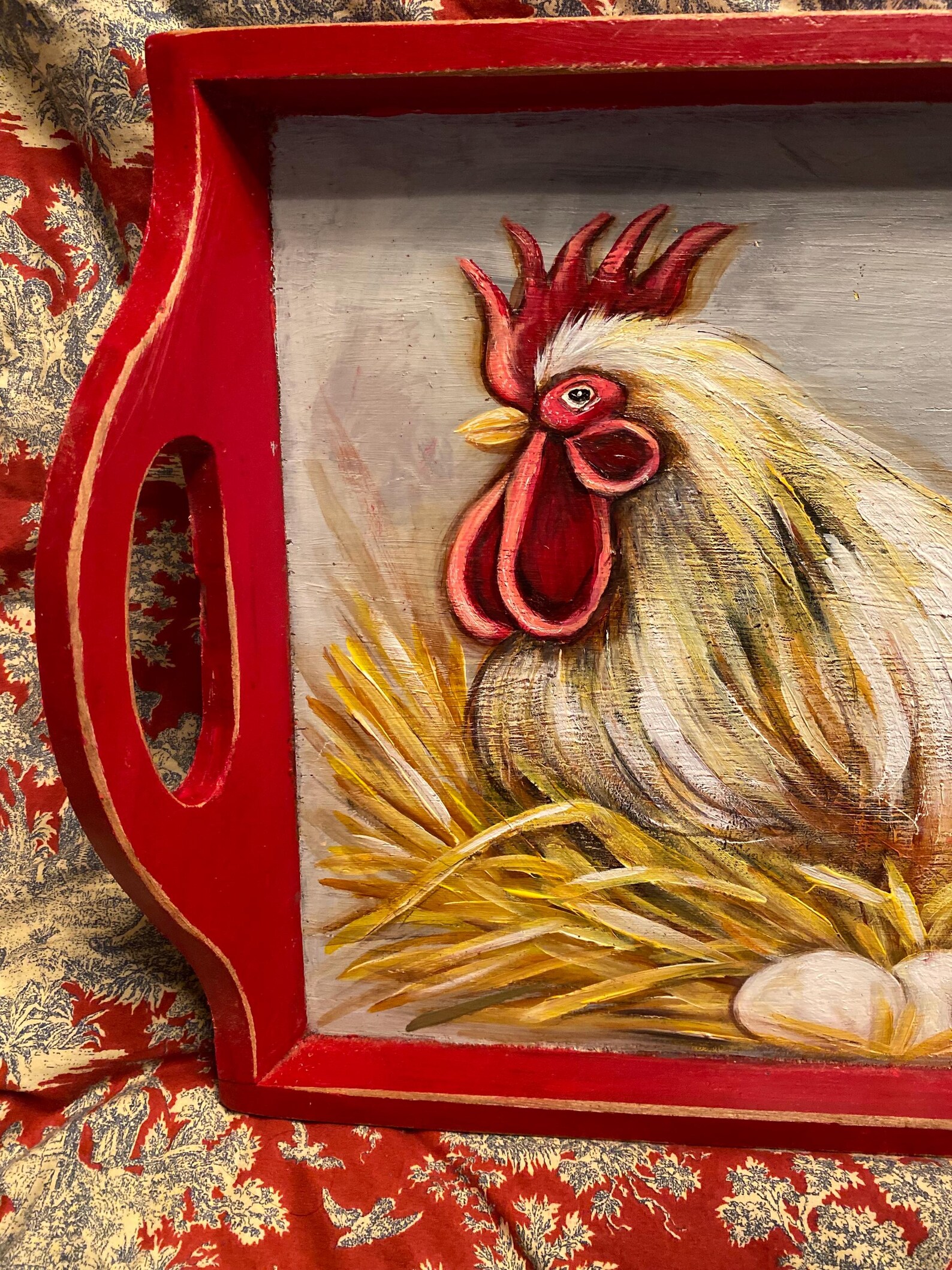 Hand Painted Rooster Tray: Vintage Farmhouse Kitchen Decor - Etsy