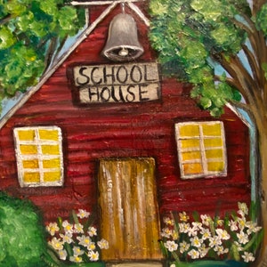 School House Painting on Barn Wood, School Teacher Gift, School Decor ...