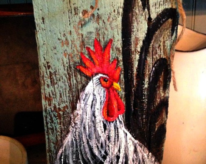 Rustic Rooster Painting, Rooster Wall Decor, Rooster Sign, Chicken Coop ...
