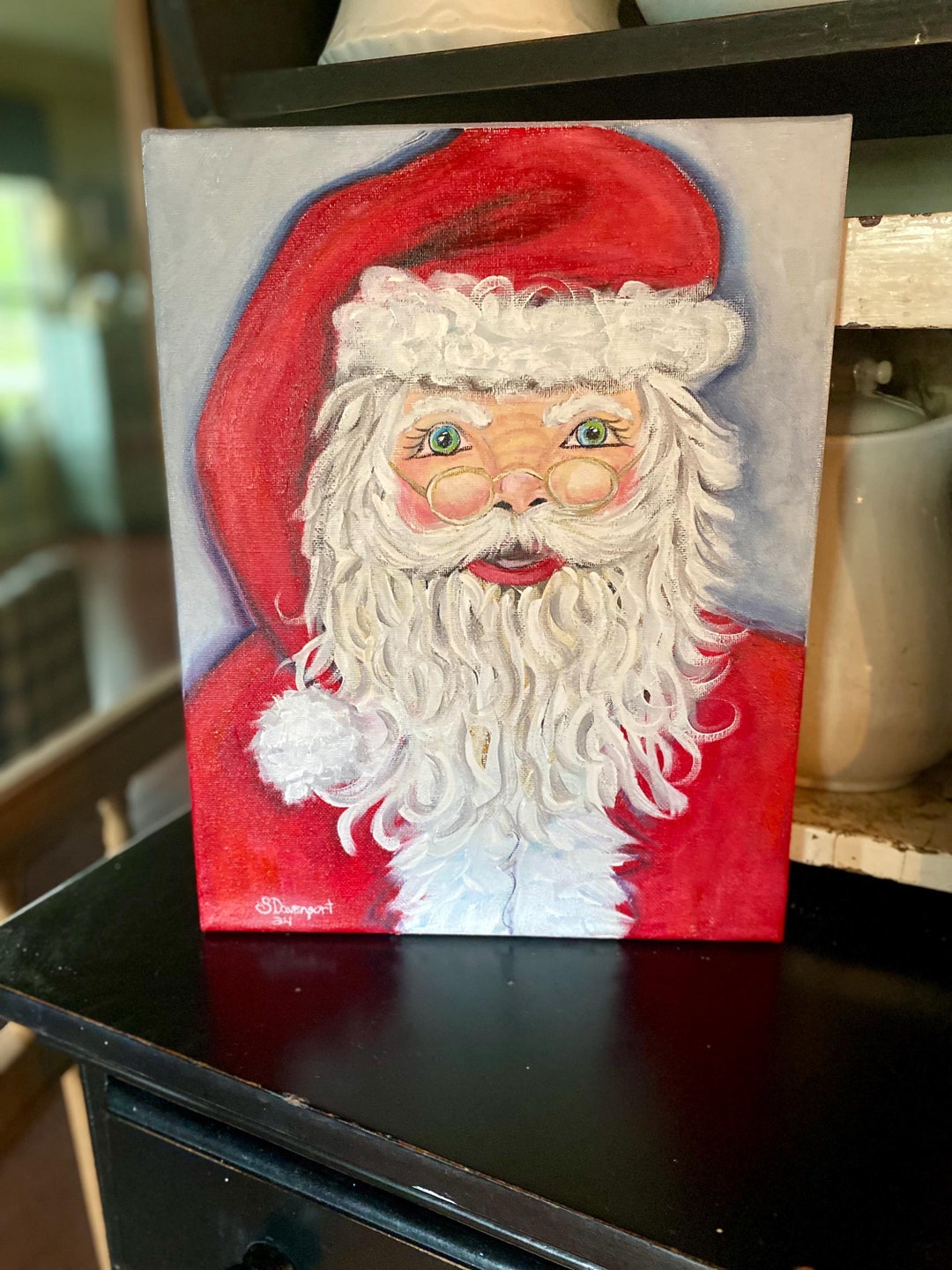 Santa Painting on Canvas, Santa Clause Art, Santa Decor,christmas Decor ...