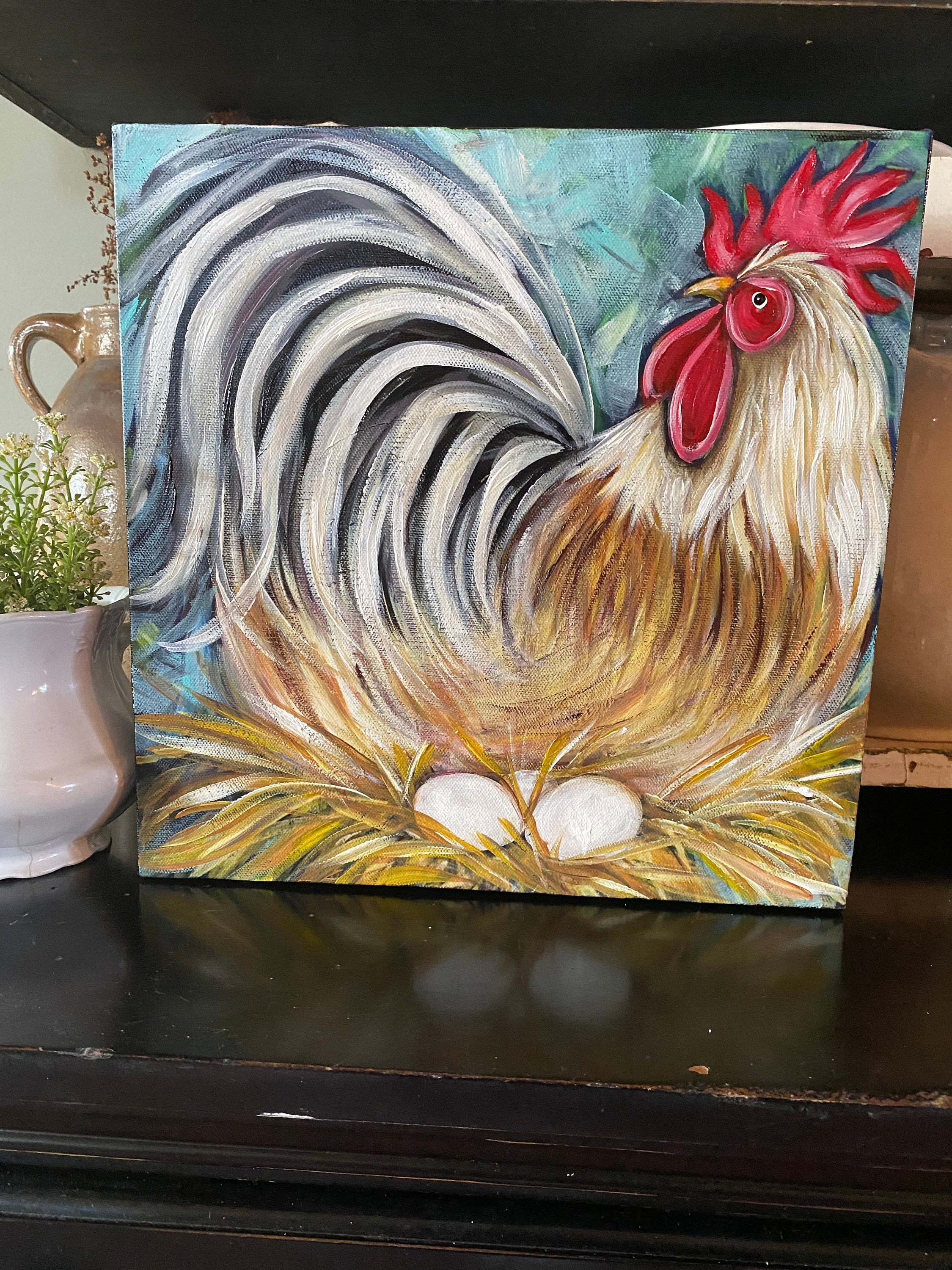 Rooster Painting Chicken Art Rooster Decor Rooster Kitchen | Etsy