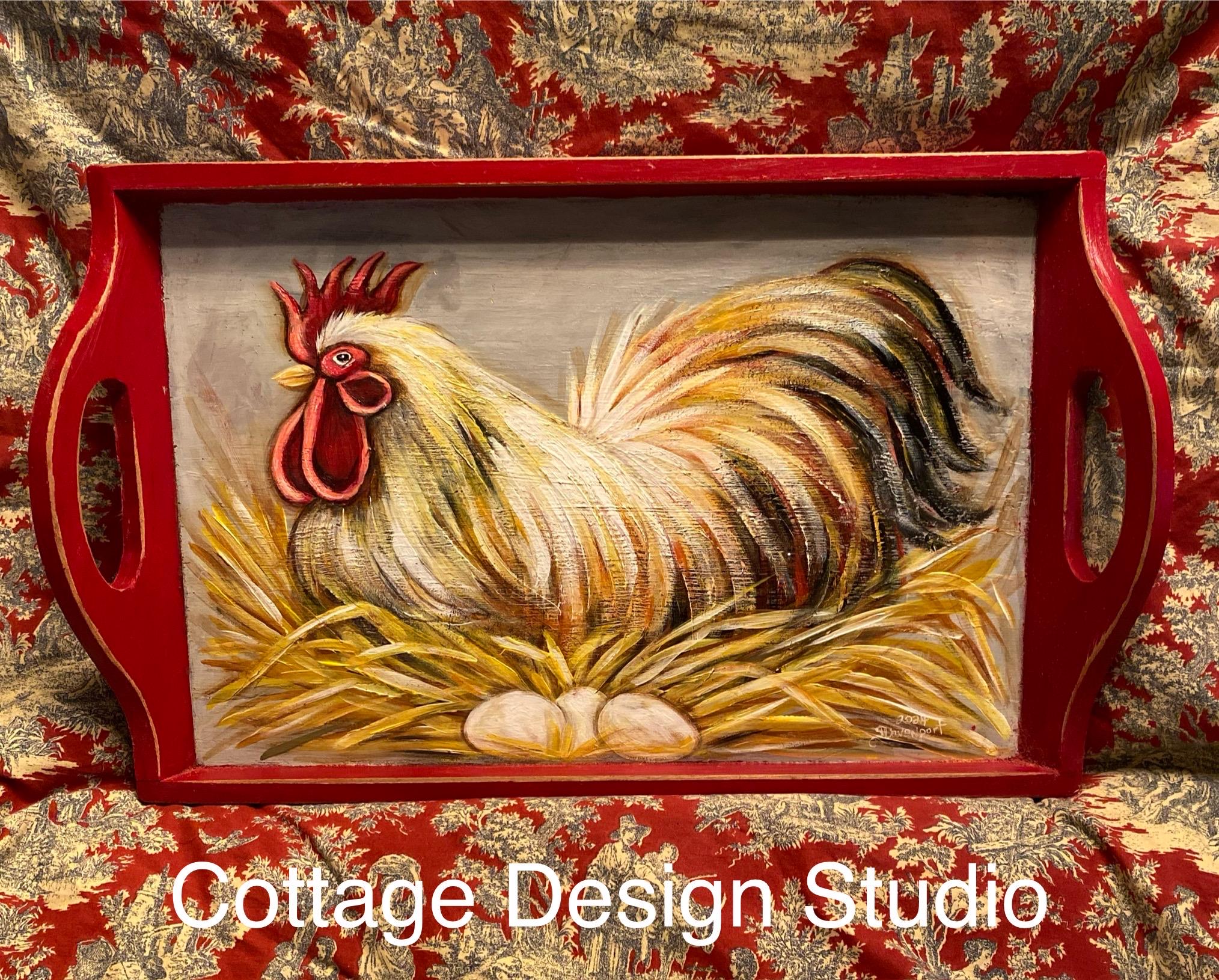 Hand Painted Rooster Tray: Vintage Farmhouse Kitchen Decor - Etsy