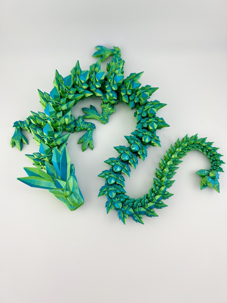 Articulated 3D Printed Blue/green Crystal Dragon 2 Feet Long - Etsy