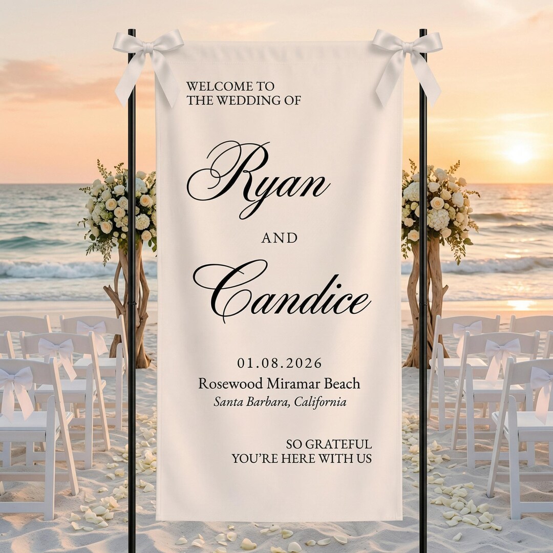 Custom Fabric Wedding Sign, Personalized Linen Welcome Decor, Boho ...